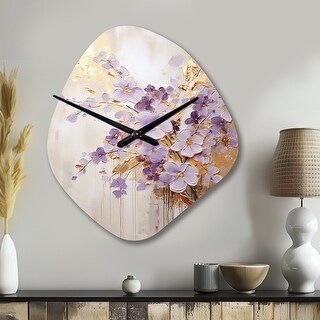 Purple And Gold Adorned Violets Meadow IV - Violets Wall Clock in ...