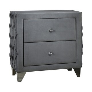 2 Drawers Button Tufted Nightstand, Grey - Bed Bath & Beyond - 35218358