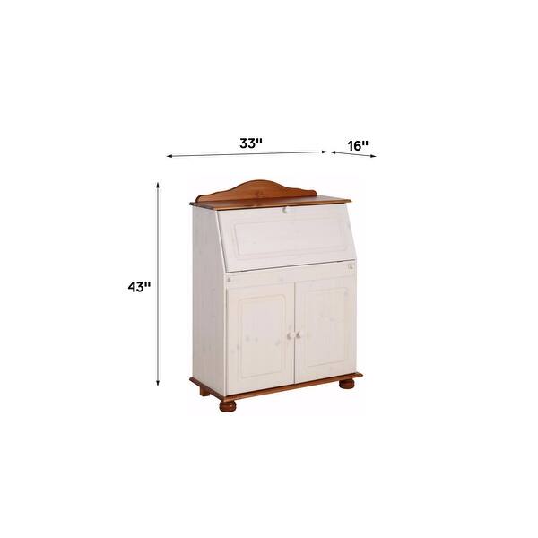 RealRooms Chester Solid Wood Storage Desk with Bottom Closed Storage ...