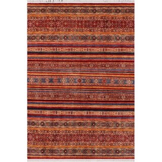Tribal Khurgeen Rolland Red Blue Wool Rug - 8'1 x 10'8 - 5'4'' x 7'10 ...