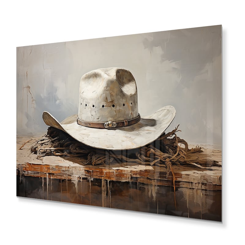 Designart "Minimalism Cowboy Hat II" Cowboys Large Metal Prints ...