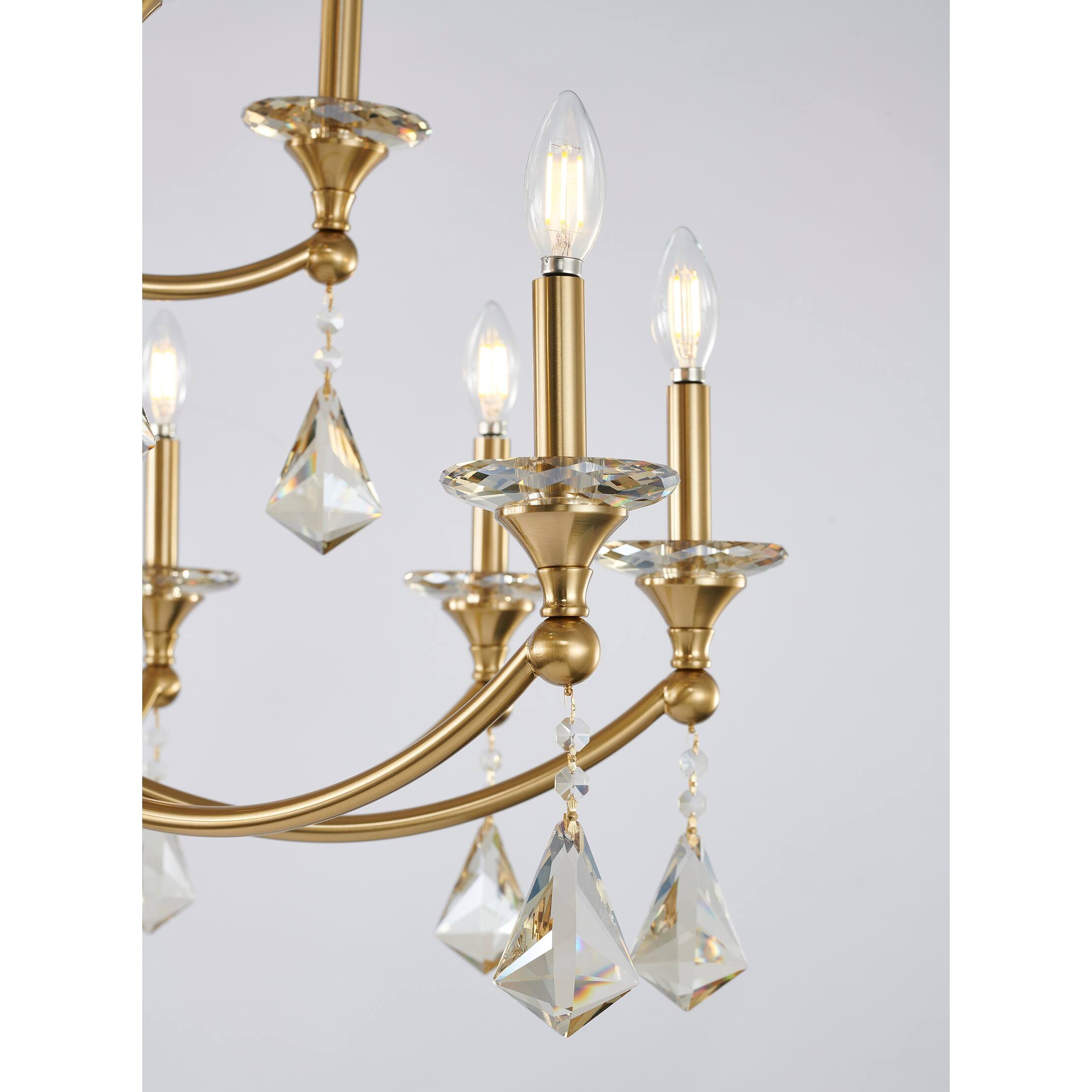 15-Light D36.5'' Two Tier Satin Brass Frame Chandelier - On Sale - Bed ...