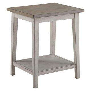 Eleni 24 Inch Side Table, Square Bottom Shelf, Antique White and Gray ...