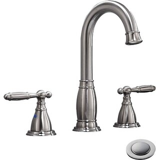 3-Hole 8 inch 2-Handle Widespread Bathroom Faucets with Valve and Metal ...