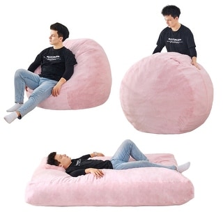 Upholstered Convertible Lazy Cozy Bean Bag Chair for Adults - Bed Bath ...
