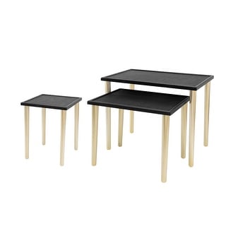 17, 19, 21 Inch Set of 3 Nesting Accent Tables, Pine Wood, Black and Gold - Bed Bath & Beyond ...