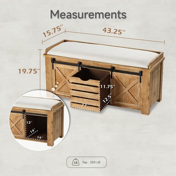 COZAYH Rustic Farmhouse Storage Bench for Living Room, Entryway - Bed ...