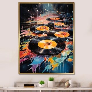 Designart "Vinyl Record Vinyl Dreams I" Vinyl Records Framed Wall Art ...