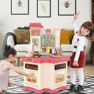 Role Play Kids Kitchen Playset With Real Cooking And Water Boiling ...