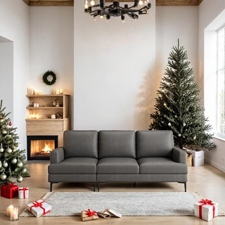 77" Luxury Leather Match Contemporary Sofa with Usb Charger,3 Seats ...