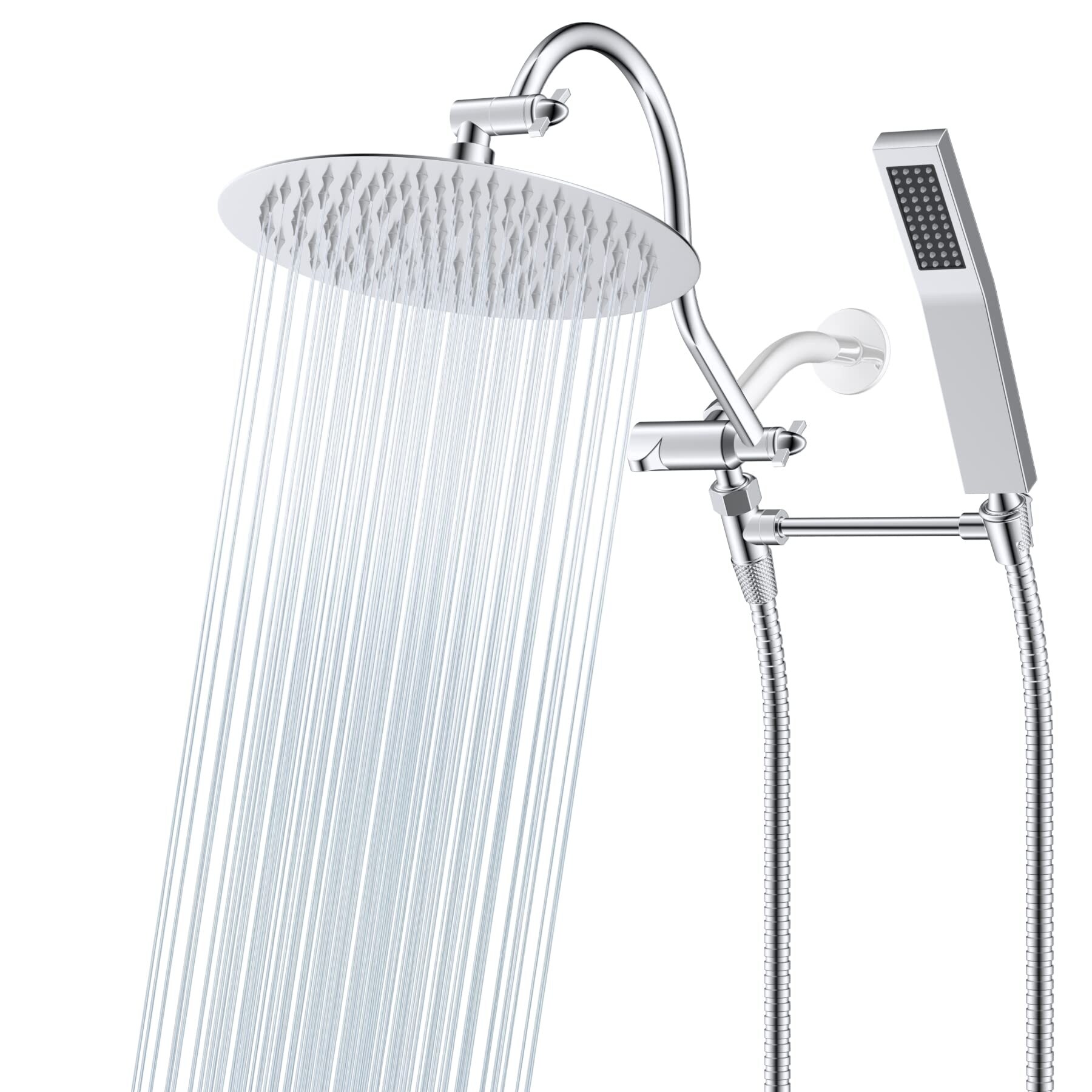 10 Inch Thickness Metal Rainfall Shower Head/Handheld Shower Combo - On ...