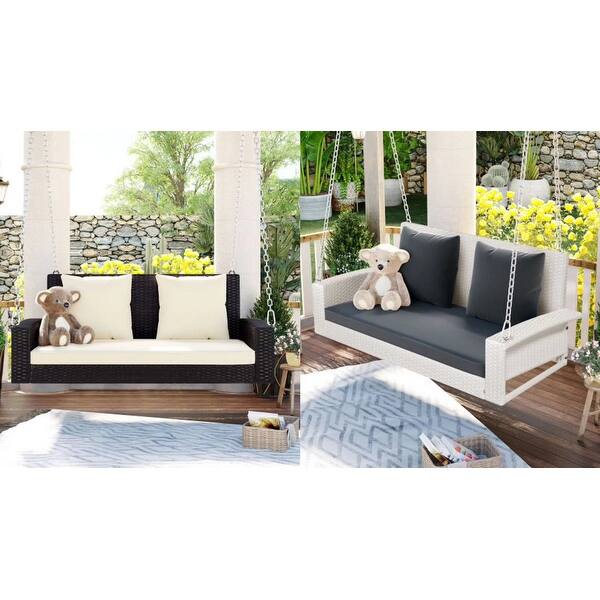 2-Person Wicker Hanging Porch Swing - Bed Bath & Beyond - 37459910