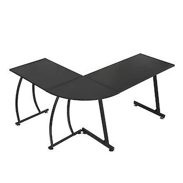 L-Shape Corner Computer Desk Workstation Curved Legs Black - Bed Bath ...