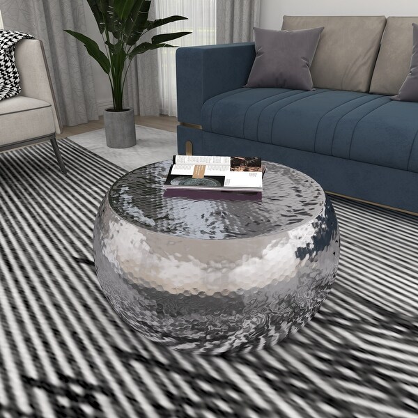 Hammered silver round coffee table store