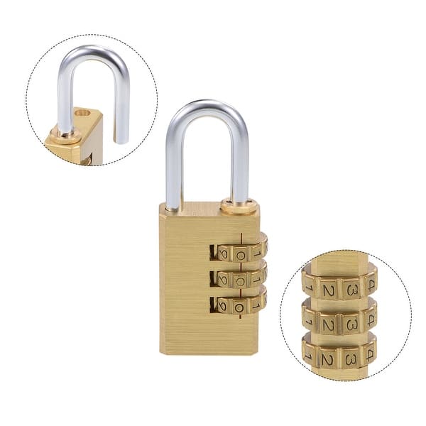 3-Digit Combination Padlock Brass Locks 5mm Shackle Diameter - Bed Bath ...