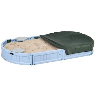 Outsunny Kids Outdoor Sandbox with Cover Garden Bed, Easy Assembly ...