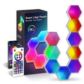 Hexagon LED Wall Light Panels Kit, Smart DIY RGB Dream Color Honeycomb ...