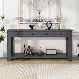 63" Console Sofa Table w/ Storage Drawers & Bottom Shelf for Entryway ...