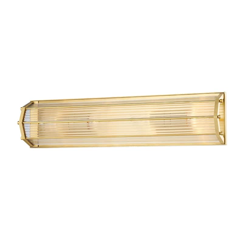 Hudson Valley Wembley 4-light Aged Brass ADA Wall Sconce, Clear Glass ...