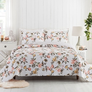 Jessica Simpson Sunkissed Floral 3-Piece Microfiber Quilt Set - Bed ...
