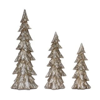 Set of 3 Champagne Christmas Pine Tree Table top Decorations - Bed Bath ...