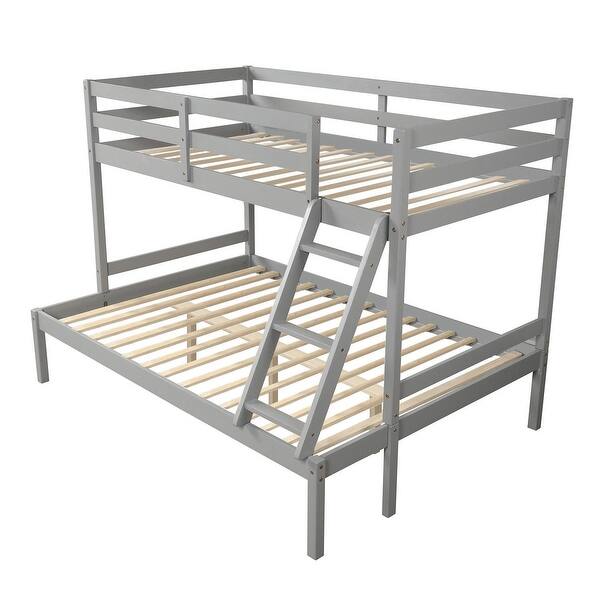 Separable Twin over Full Wood Bunk Bed with Inclined Ladder ...