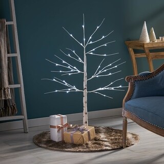 4ft Birch Tree with 48 White LED Lights, Artificial Twig Tree for ...