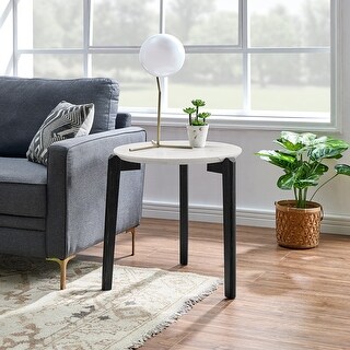 Modern 24-Inch Round Coffee Table - Stylish Imitation Marble Top with ...