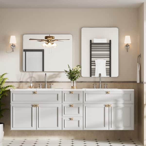 white rounded rectangle mirror