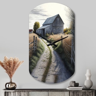 Picturesque Winding Path And Barn IV - Barn Farm Ranch Large Wall Clock ...