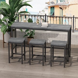 Modern Long Dining Table Set with 3 Stools - Bed Bath & Beyond - 36519474