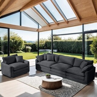 Sofa Set of 2 Sofas with One 3-Seater Sofa and One Sofa, Grey - Bed ...