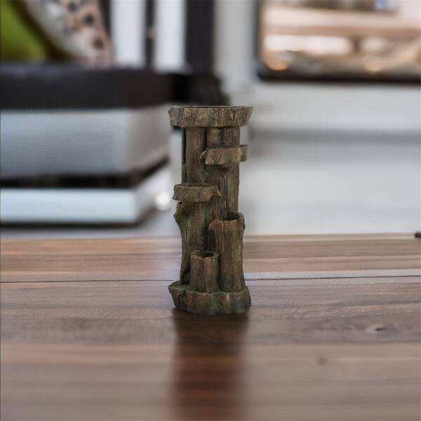 Rustic Decorative Tree Trunk 5 Tier Water Fountain with Light and Pump ...