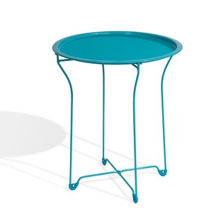 Round Metal Tray End Side Table, Removable Tray, Outdoor & Indoor - Bed ...