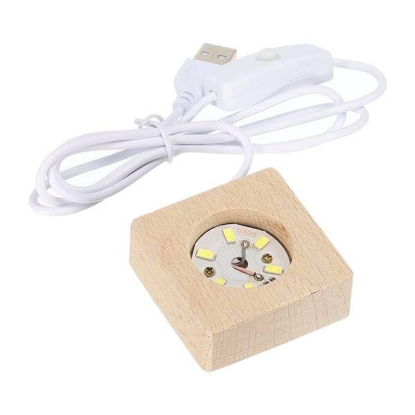 LED Wooden Ball Stand Holders Displays Base 6x6x2cm White Light Square ...