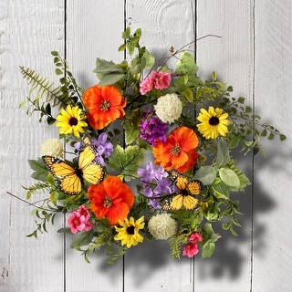 Summer Garden W Monarch Wreath 15" - Bed Bath & Beyond - 30774140