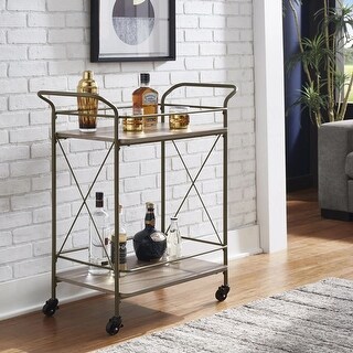 Metal X-Frame Bar Cart with Walnut Wood Shelf - Bed Bath & Beyond ...