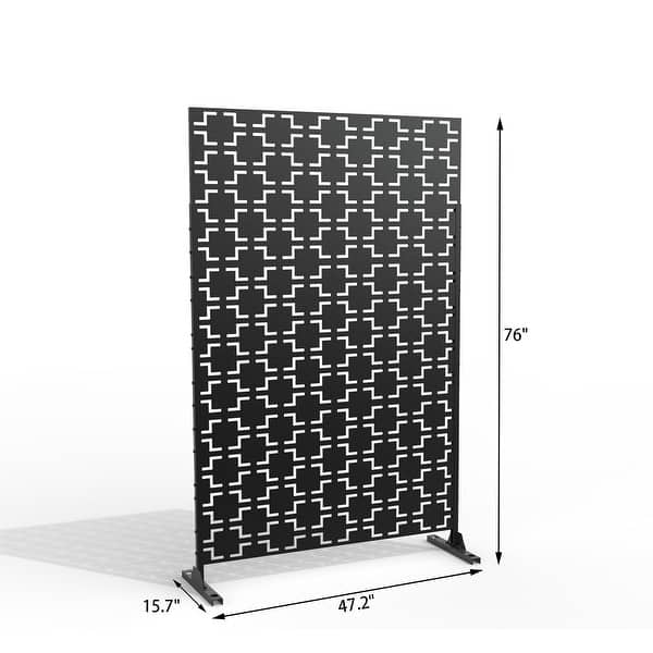 Black Metal Free Standing Outdoor Privacy Screen for Patio Garden - Bed ...