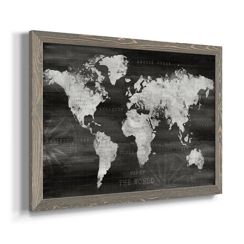Industrial World Map-Premium Framed Canvas - Ready to Hang - Overstock ...