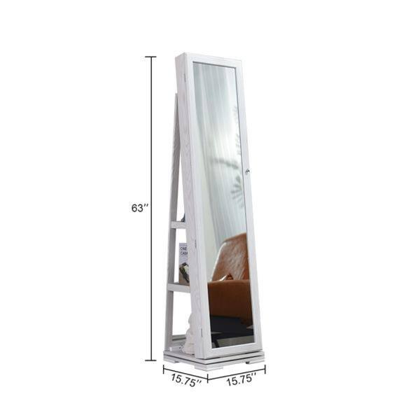 360 Degree Rotation Full-Body Mirror Cabinet PVC Film Moisture-Proof ...