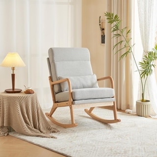 Upholstered Rocking Chair Single Sofa Accent Rocker Lounge Light Grey ...