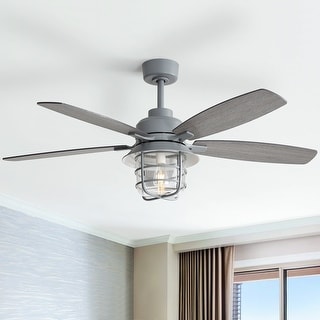 52-Inch Cement Grey Ceiling Fan With E26 Light,Glass Lampshade,5 ...