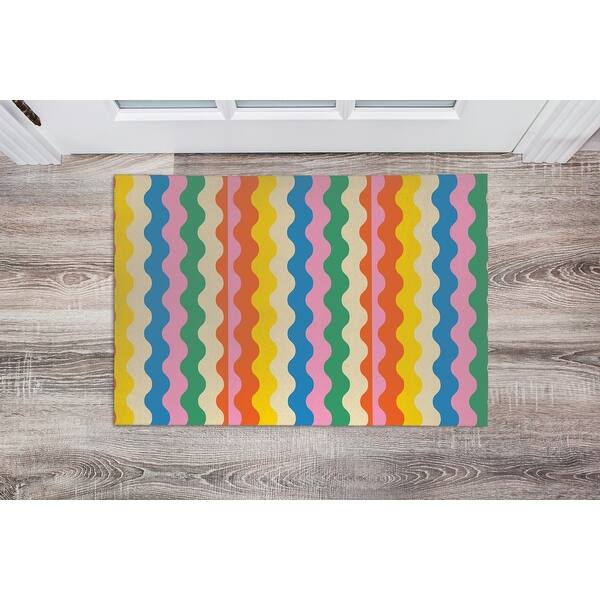 UNDULATING WAVY STRIPES RED Doormat By Becky Bailey - Bed Bath & Beyond ...