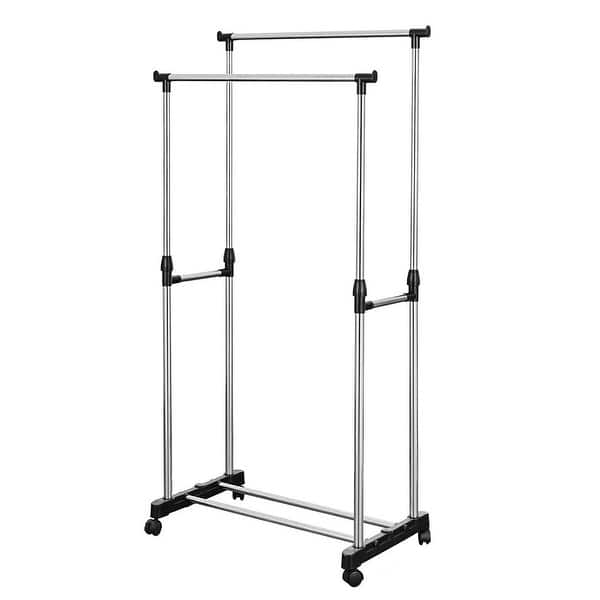 Heavy-Duty Double Bar Garment Rack with Wheels - Bed Bath & Beyond ...
