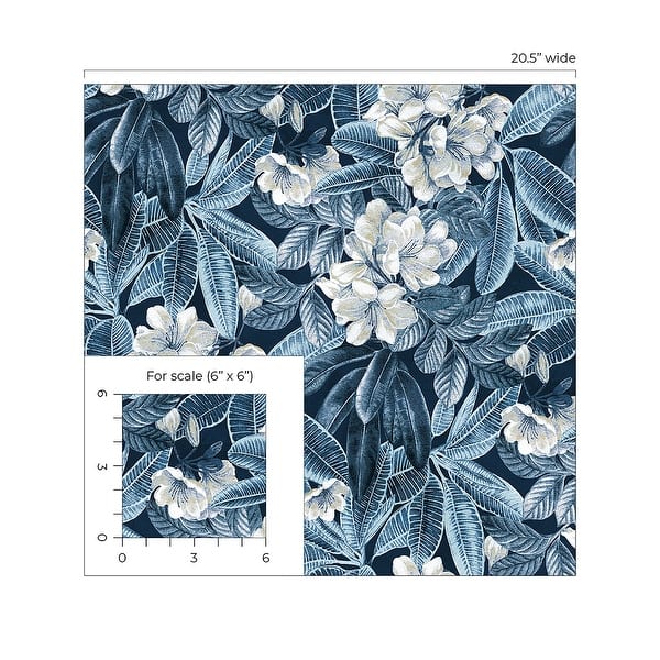 Tommy Bahama Darwin Flora Midnight Blue Peel and Stick Wallpaper - 20.5 ...