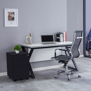 23.62 in. H 3-Drawer Black Metal File Cabinet with Key and Wheels - Bed ...