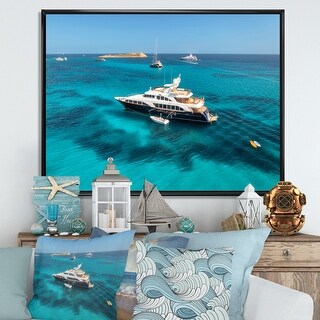 Designart "Luxury Yacht On Open Water Adventure" Boat Framed Canvas ...