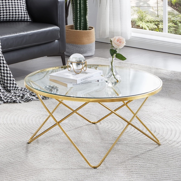 Sicotas 31.4 Round Glass Coffee Table Adjustable Sofa Table Bed Bath Beyond 35705734