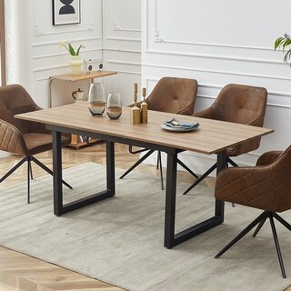70 in. Natural MDF Extendable Dining Table with Metal Legs - 70.85'' x ...