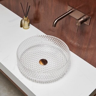 Crystalline Clear Glass Round Vessel Bathroom Sink - Bed Bath & Beyond ...